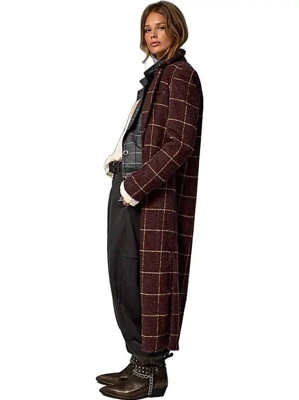 Free People Hailey Tweed Duster Jacket - Berry Combo