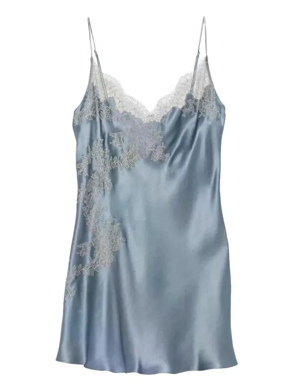 Carine Gilson Lace-trim Slip Dress - Blue