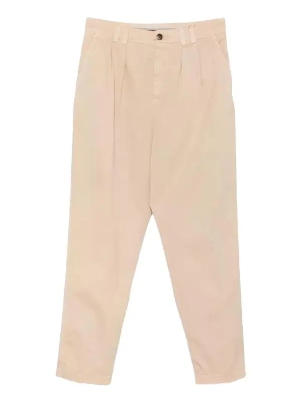 Canali Pleated Cotton Trousers - Neutrals
