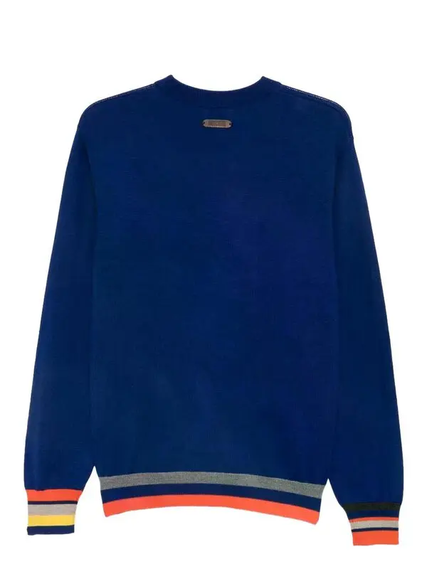 Moschino Stripe-trim Wool Sweater - Blue