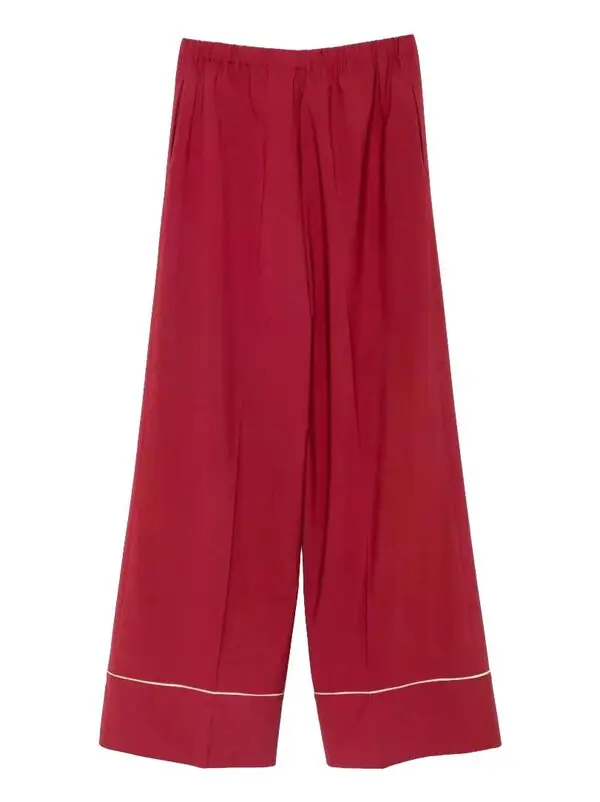 Alberta Ferretti Piped Wide-leg Trousers - Red