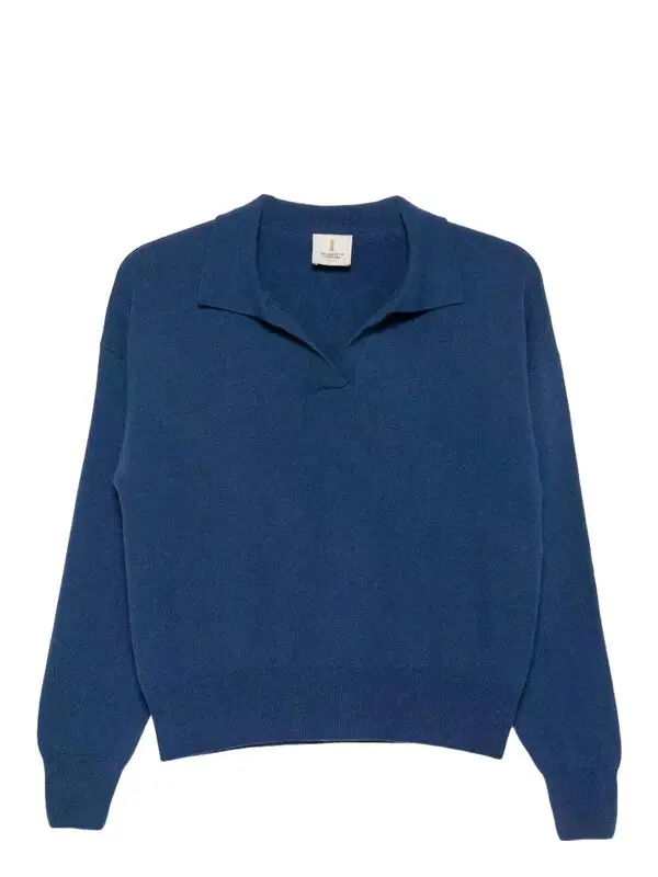 Incentive! Cashmere Famara Polo-collar Sweater - Blue