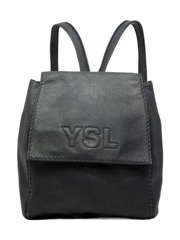 Saint Laurent 2000-2012 Embossed Leather Backpack - Blue