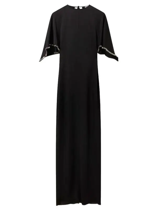Stella McCartney Crystal-embellished Cape-sleeve Maxi Dress - Black