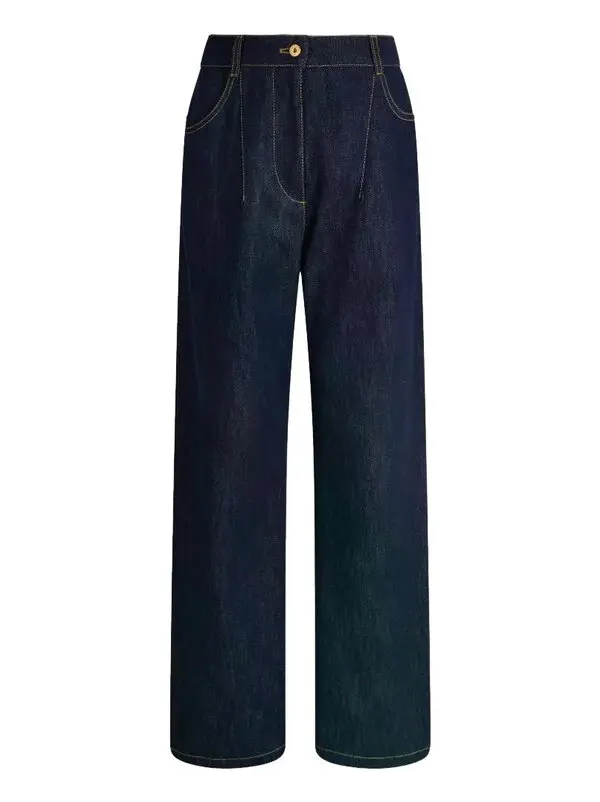 PATOU Boyfriend Contrast-stitch Wide-leg Jeans - Blue