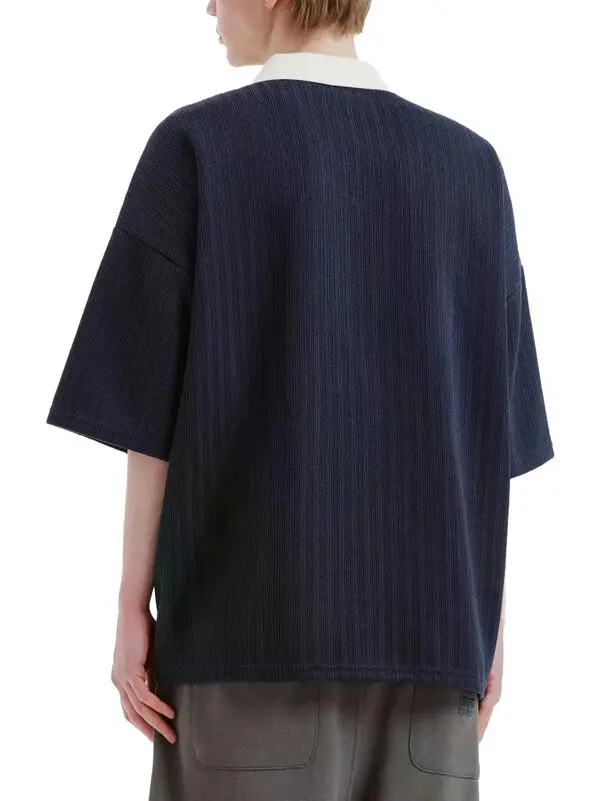 AFTERMATHS Logo-embroidered V-neck Top - Blue