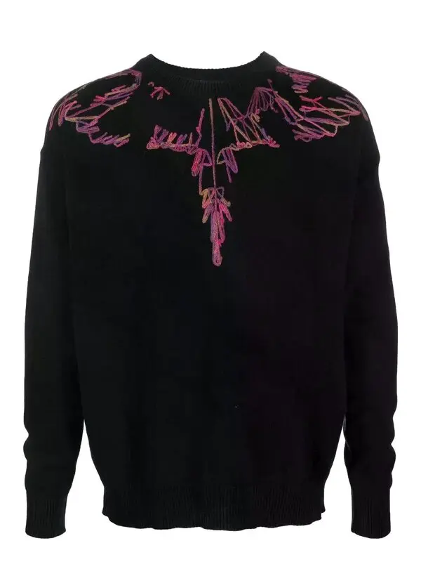 COUNTY OF MILAN Wings Intarsia-knit Crew-neck Jumper - Black