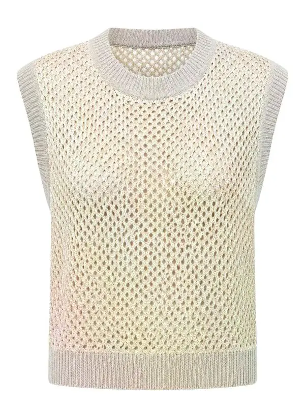 Max & Moi Open-knit Ribbed-trim Sweater - Neutrals