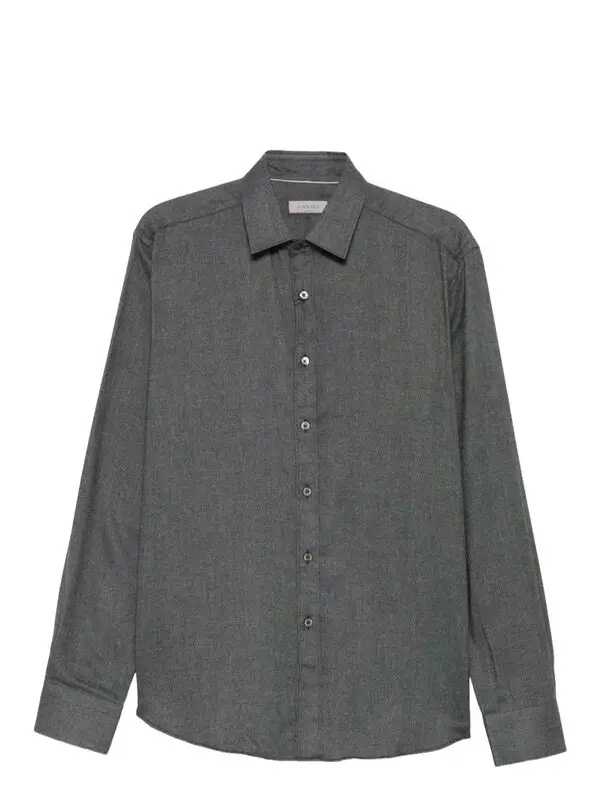 Canali Herringbone-pattern Shirt - Grey