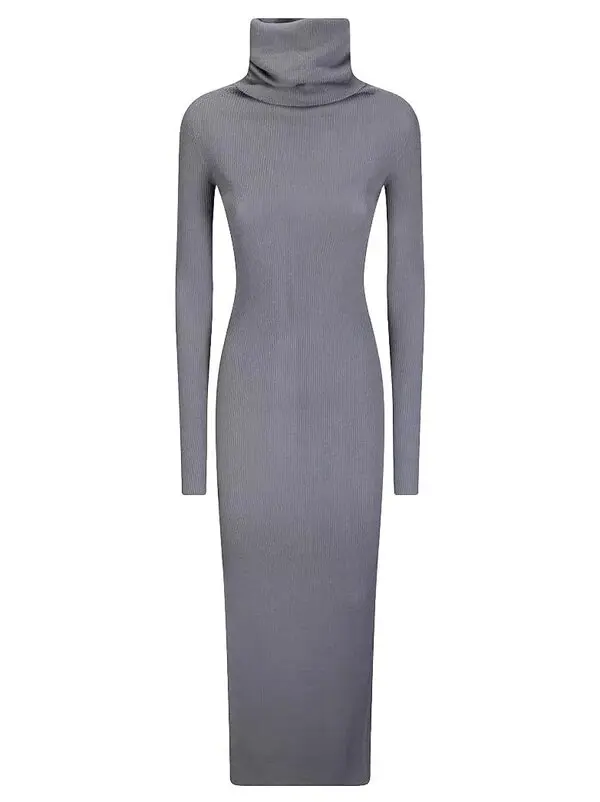Rick Owens Ribbed-knit Long-sleeve Maxi Dress - Grey