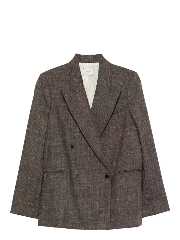 ALYSI Double-breasted Peaked-lapels Blazer - Brown
