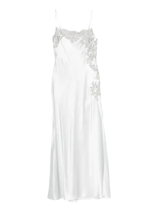 Carine Gilson Lace-trim Silk Nightdress - Grey