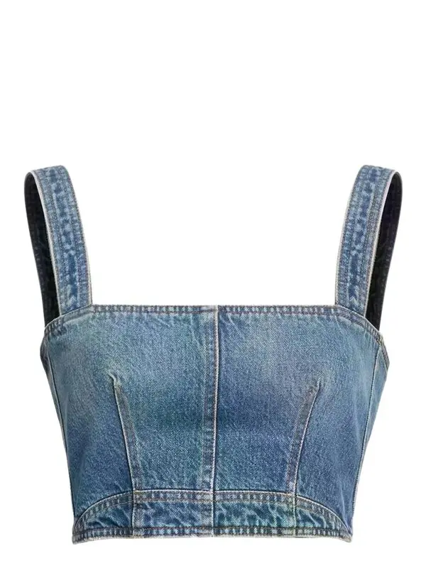 Elie Saab Cropped Denim Top - Blue