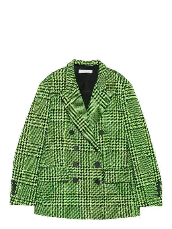 Liviana Conti Double-breasted Check-pattern Blazer - Green