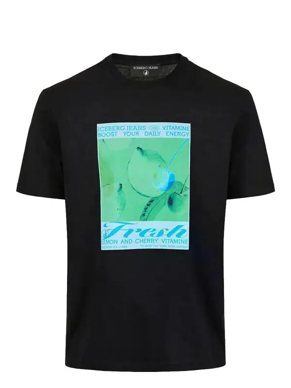 Iceberg Graphic-print Cotton T-shirt - Black