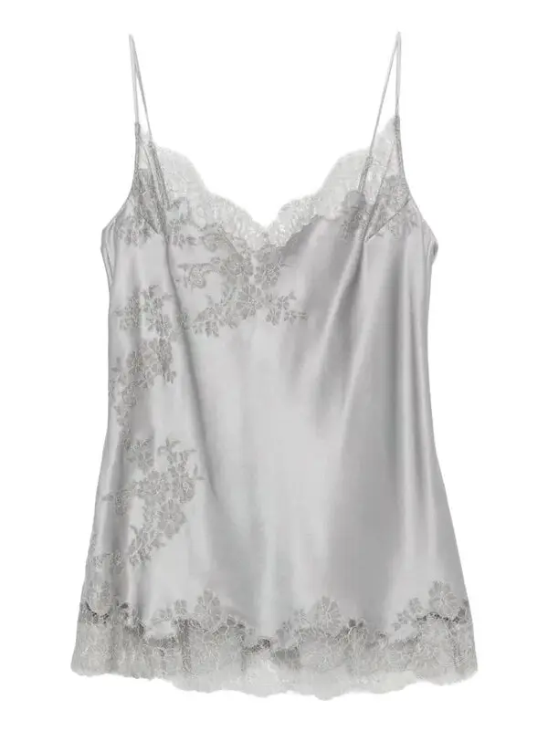 Carine Gilson Lace-trim Silk Blouse - Grey