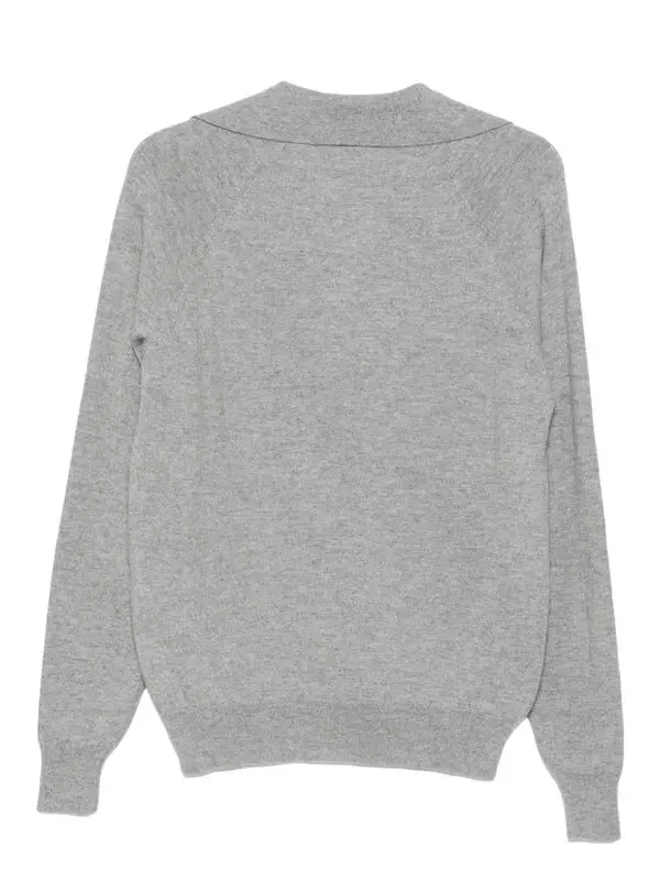 LARDINI Contrast-trim Long-sleeve Sweater - Grey
