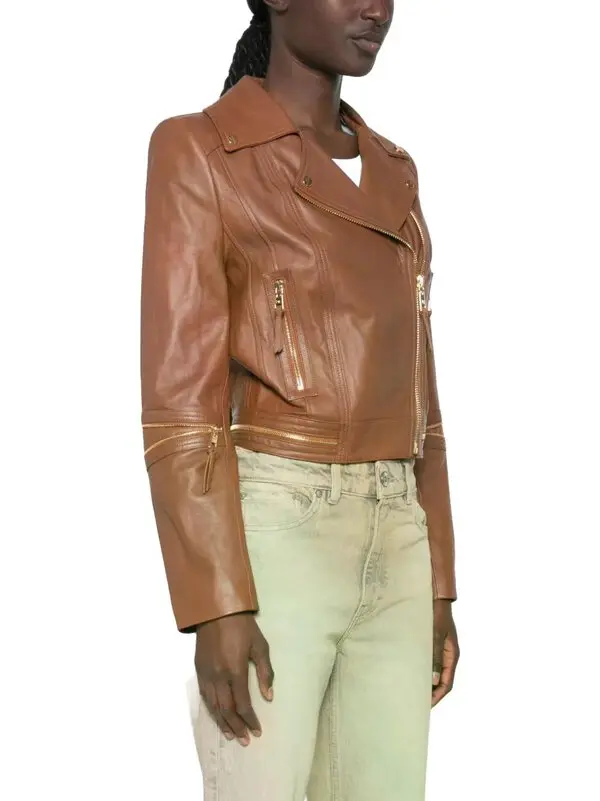 Elisabetta Franchi Zipped Biker Jacket - Brown