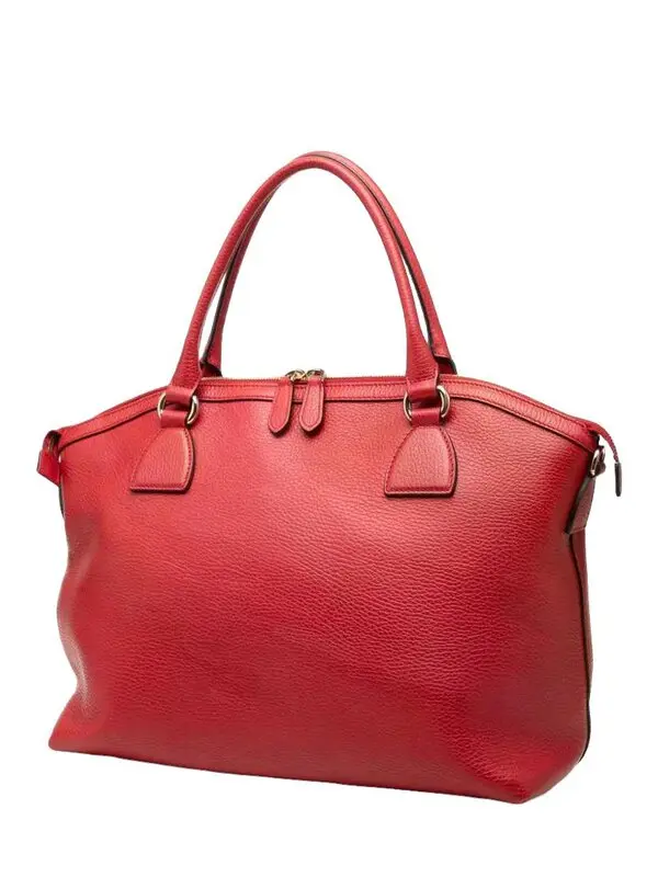 Gucci 2000-2015 Large Dollar Calfskin Gg Charm Dome Satchel - Red