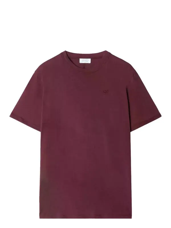 Off-White Logo-embroidered Cotton T-shirt - Red