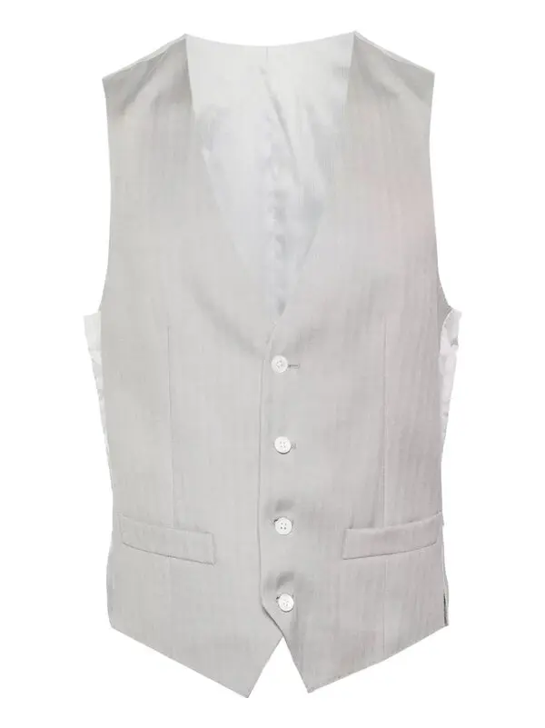 Corneliani Herringbone-pattern Virgin Wool Waistcoat - Grey