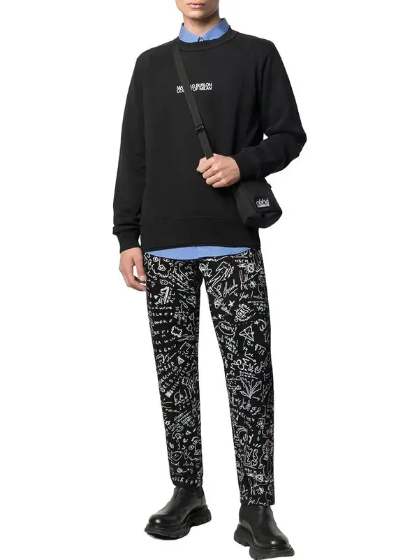 COUNTY OF MILAN Sketches Print Slim-fit Jeans - Black