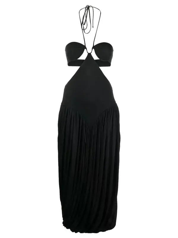 Stella McCartney Triangle-bra Halterneck Midi Dress - Black