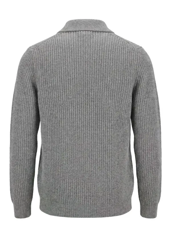 LARDINI Ribbed-knit Wool Cardigan - Grey