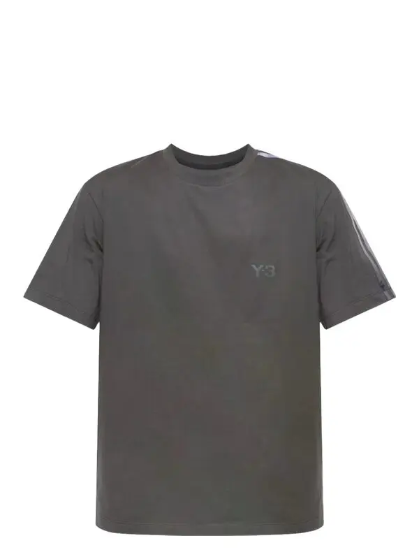 Y3 Logo-print Side-stripe T-shirt - Grey