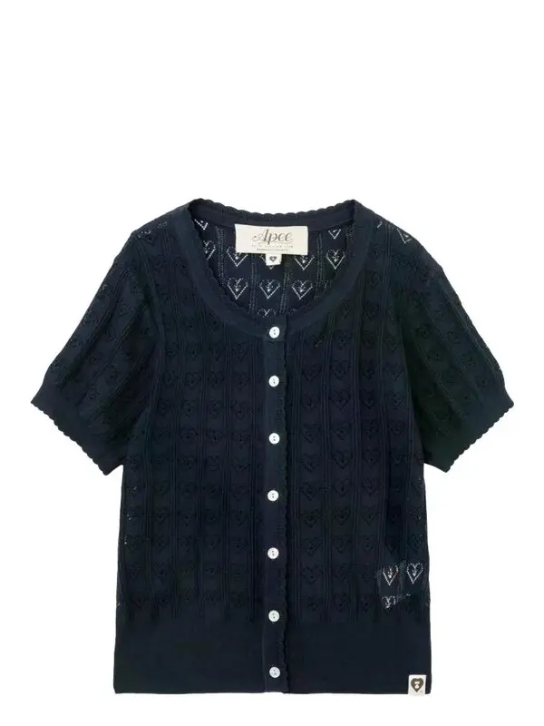 AAPE BY *A BATHING APE Heart-pointelle Cardigan - Blue