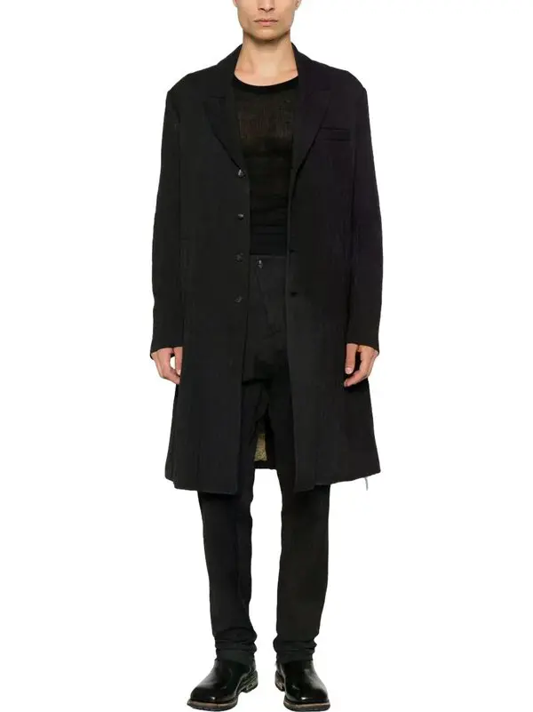 Masnada Herringbone-pattern Buttoned Coat - Black