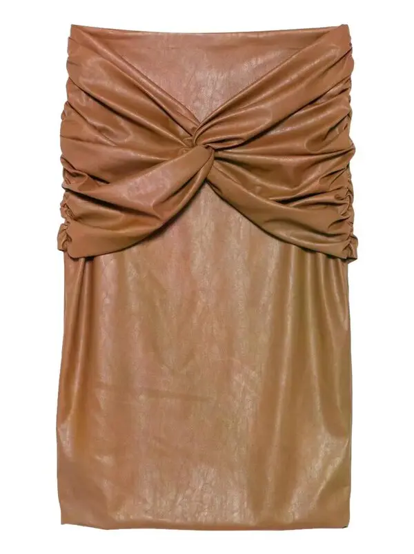 Elisabetta Franchi Twist-detail Gathered Mid Skirt - Brown