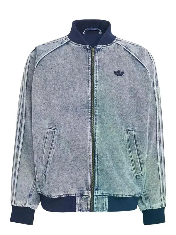 Adidas Logo-embroidered Denim Jacket - Blue