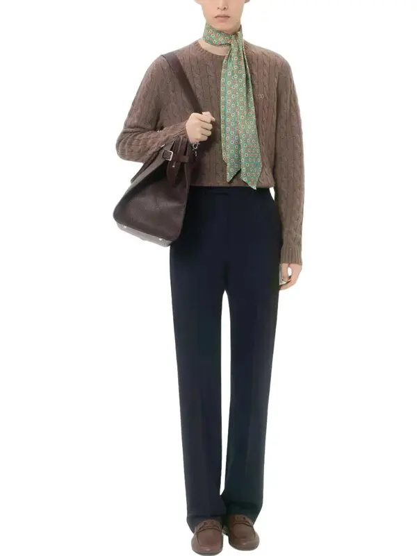 Valentino Garavani Vlogo Signature Cable-knit Sweater - Brown