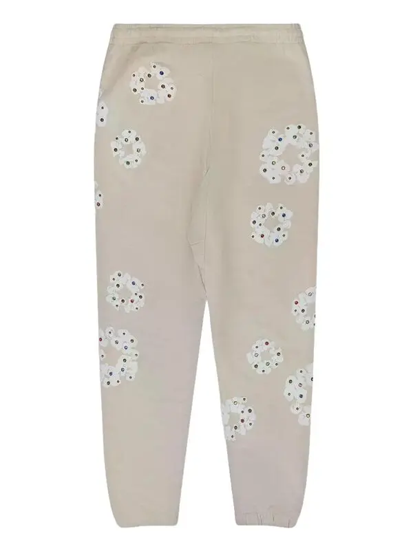 DENIM TEARS Cotton Wreath Rhinestone Track Pants - Neutrals