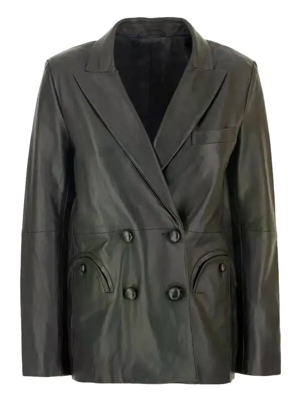 BLAZÉ MILANO Double-breasted Calf Leather Jacket - Black