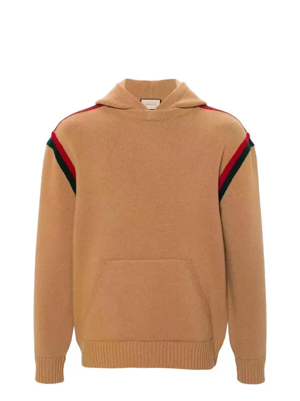 Gucci Web-stripe Wool Hoodie - Neutrals