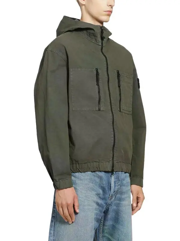 Stone Island Logo-patch Hooded Jacket - Grey