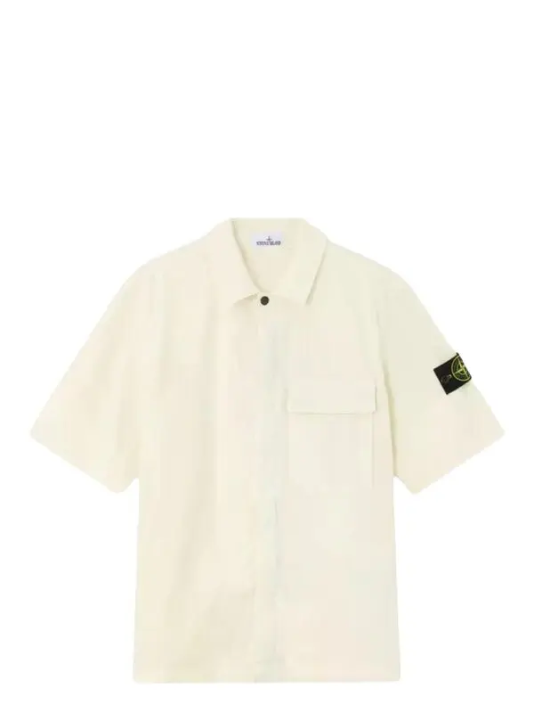 Stone Island Logo-patch Zip-up Shirt - Neutrals