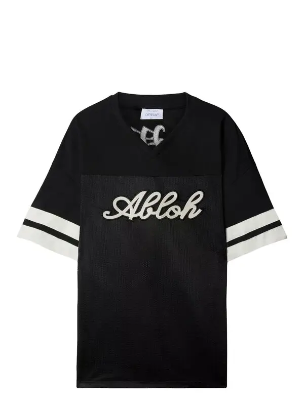 Off-White Logo-embroidered V-neck T-shirt - Black