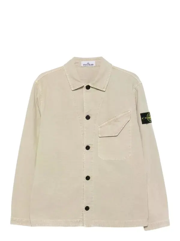 Stone Island Logo-patch Chest-pocket Shirt Jacket - Neutrals