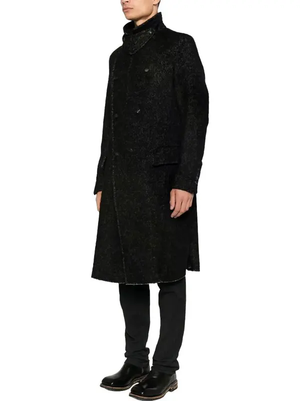 Masnada Herringbone Double-breasted Coat - Grey