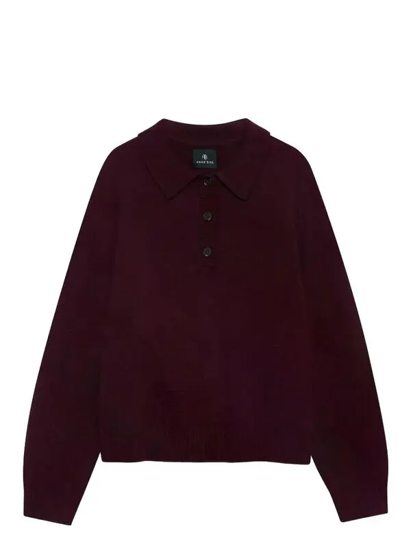 ANINE BING Lee Polo Sweater Fig - Red