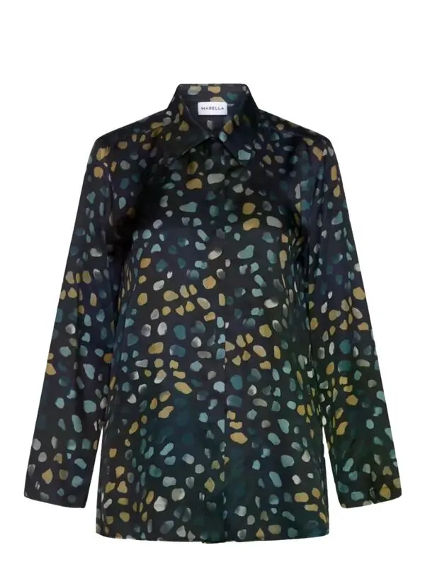 Marella Mllballata Abstract-print Twill Shirt - Blue