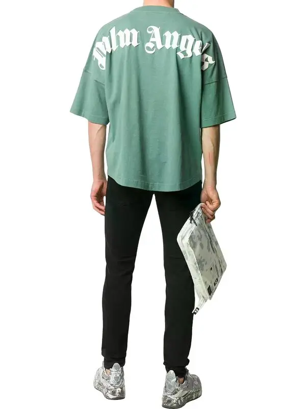 Palm Angels Logo-print Over T-shirt - Green