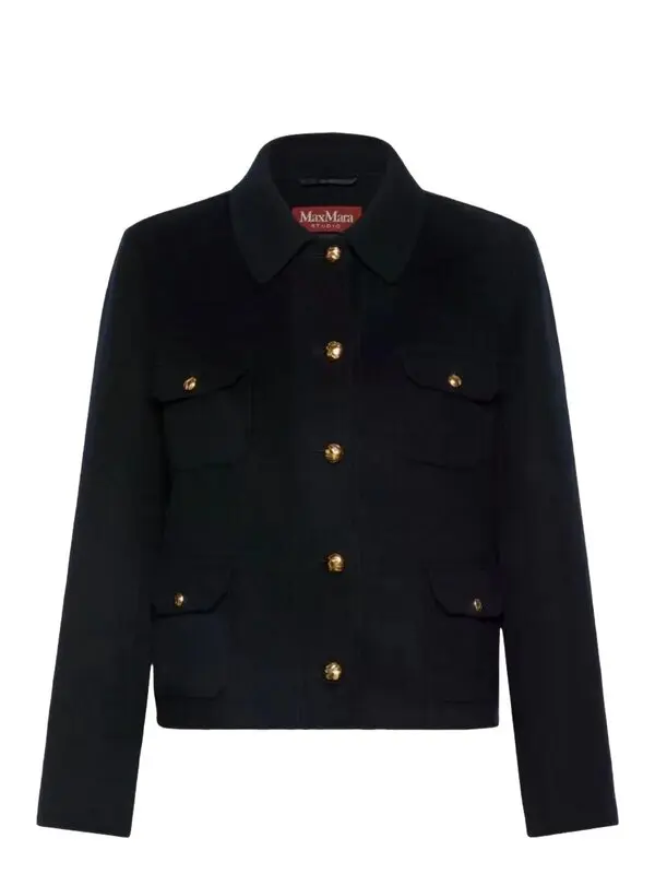 Max Mara Buttoned Fitted Jacket - Blue