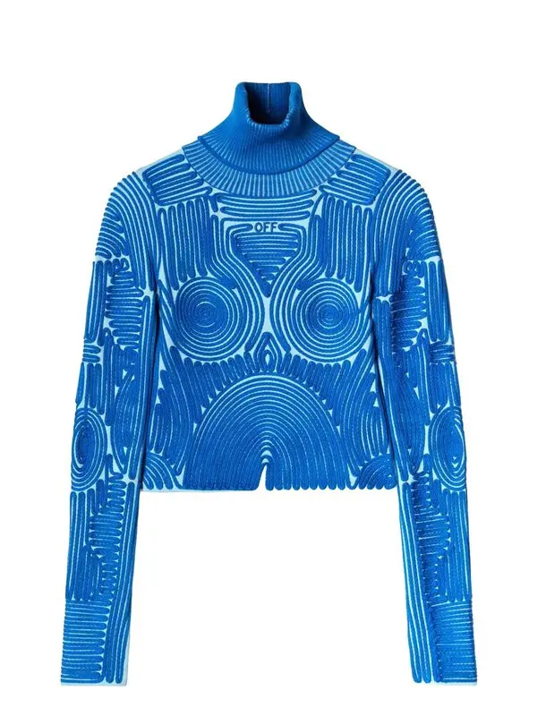Off-White Flower Vortix Embroidered Top - Blue