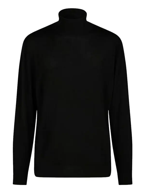 Canali Roll-neck Knitted Sweater - Black