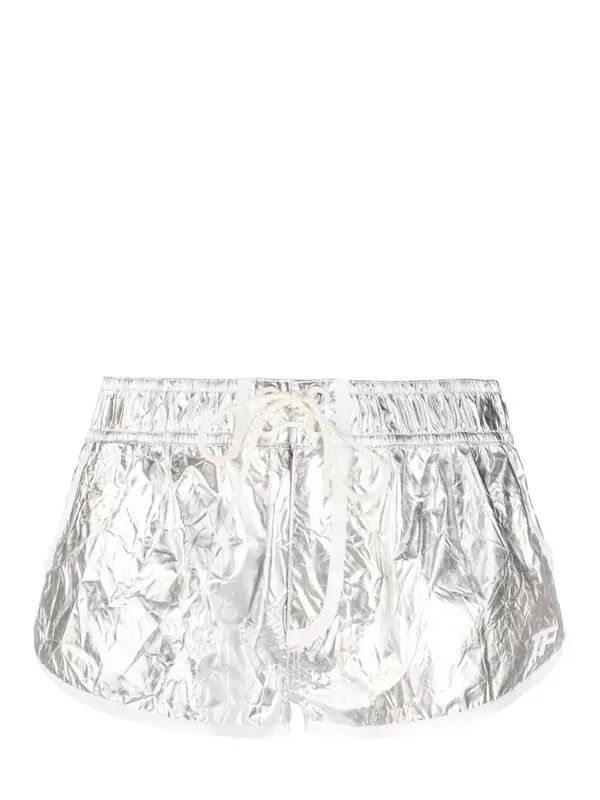 TOM FORD Metallic Crinkle Running Shorts - Silver