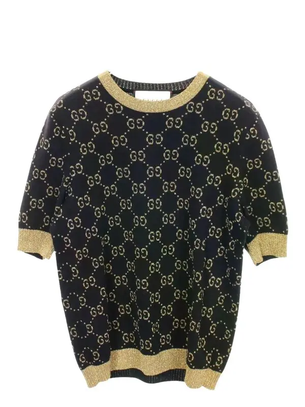 Gucci 2000s Gg Logo-pattern Short-sleeved Sweater - Blue
